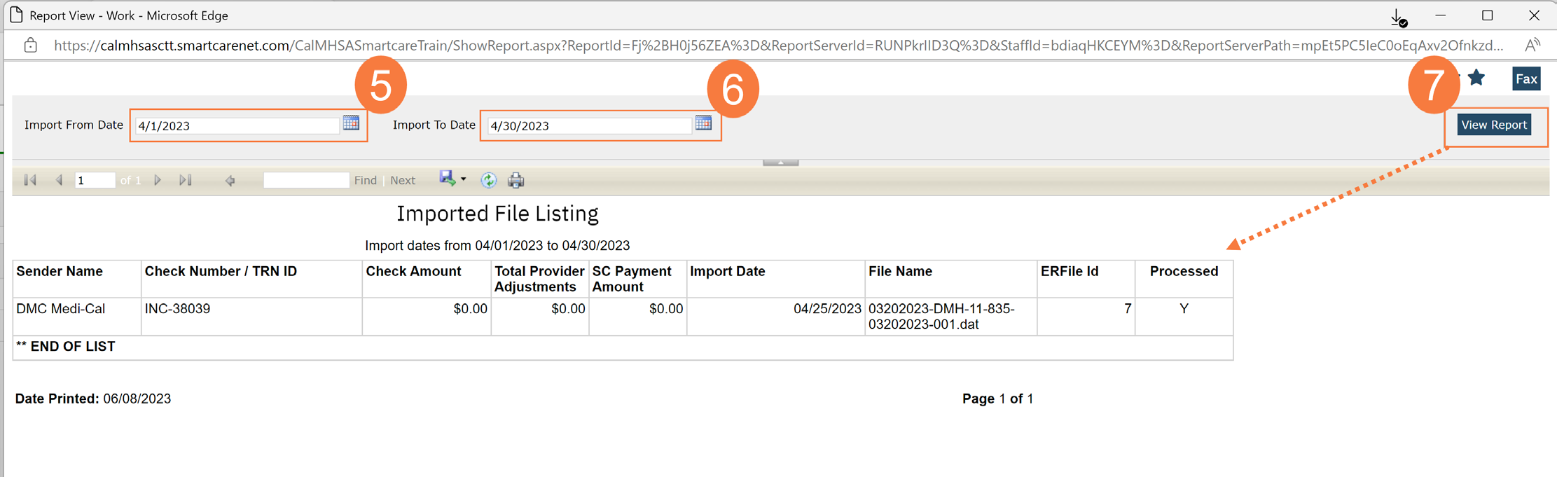 835 Files: How to View the Files After Import - 2023 CalMHSA