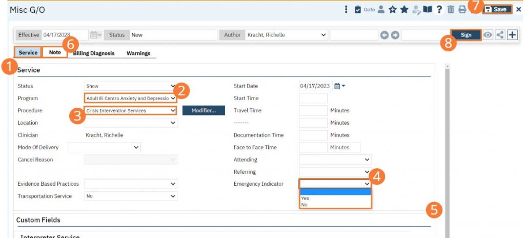 How to Set the Emergency Indicator on the Progress Note - 2023 CalMHSA