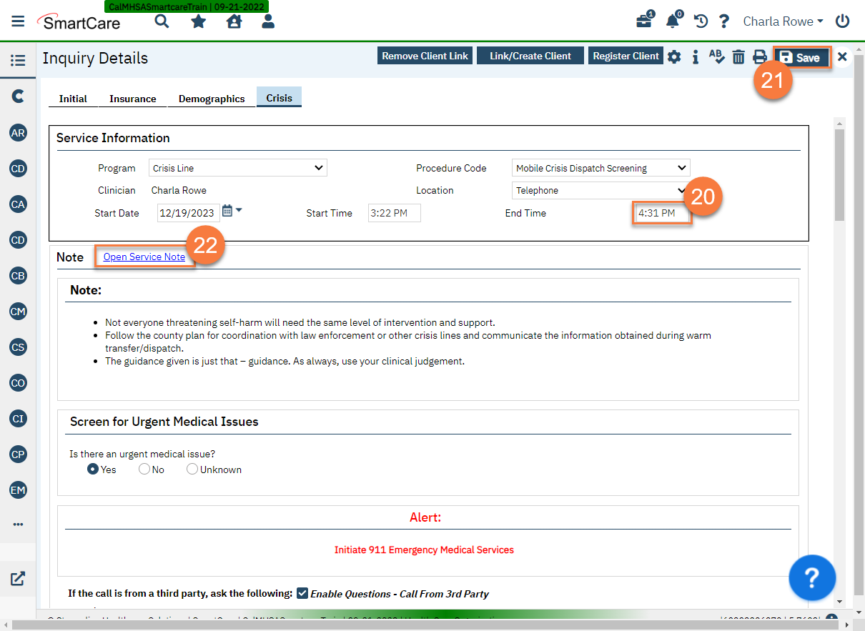How to Document a Call to the Mobile Crisis Dispatch Line and Complete ...