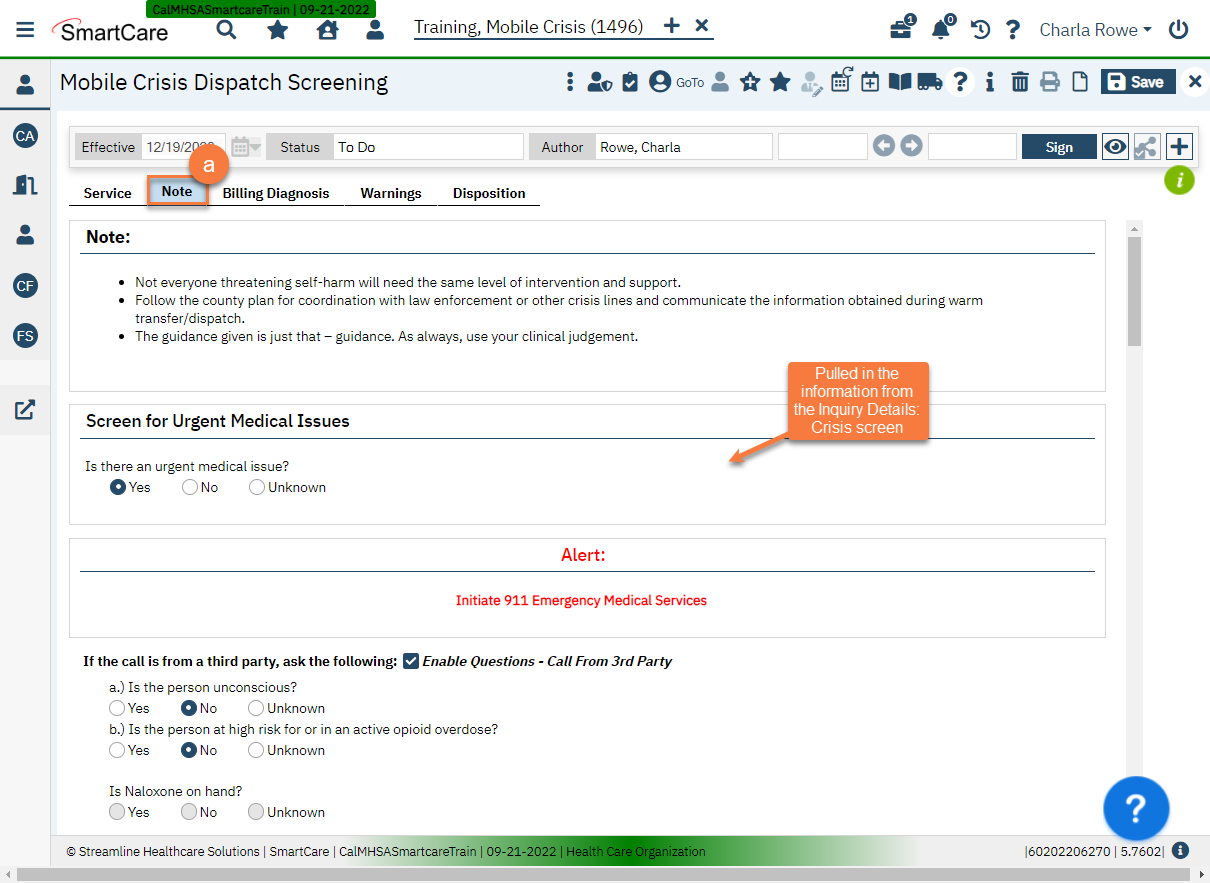 How to Document a Call to the Mobile Crisis Dispatch Line and Complete ...