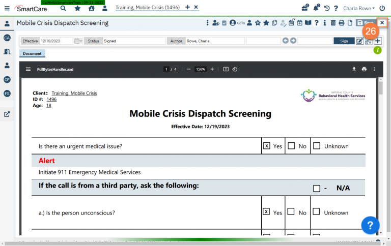 How to Document a Call to the Mobile Crisis Dispatch Line and Complete the Mobile Crisis ...